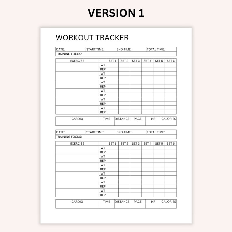 Printable Workout Tracker, Daily Workout Planner, Fitness Planner ...
