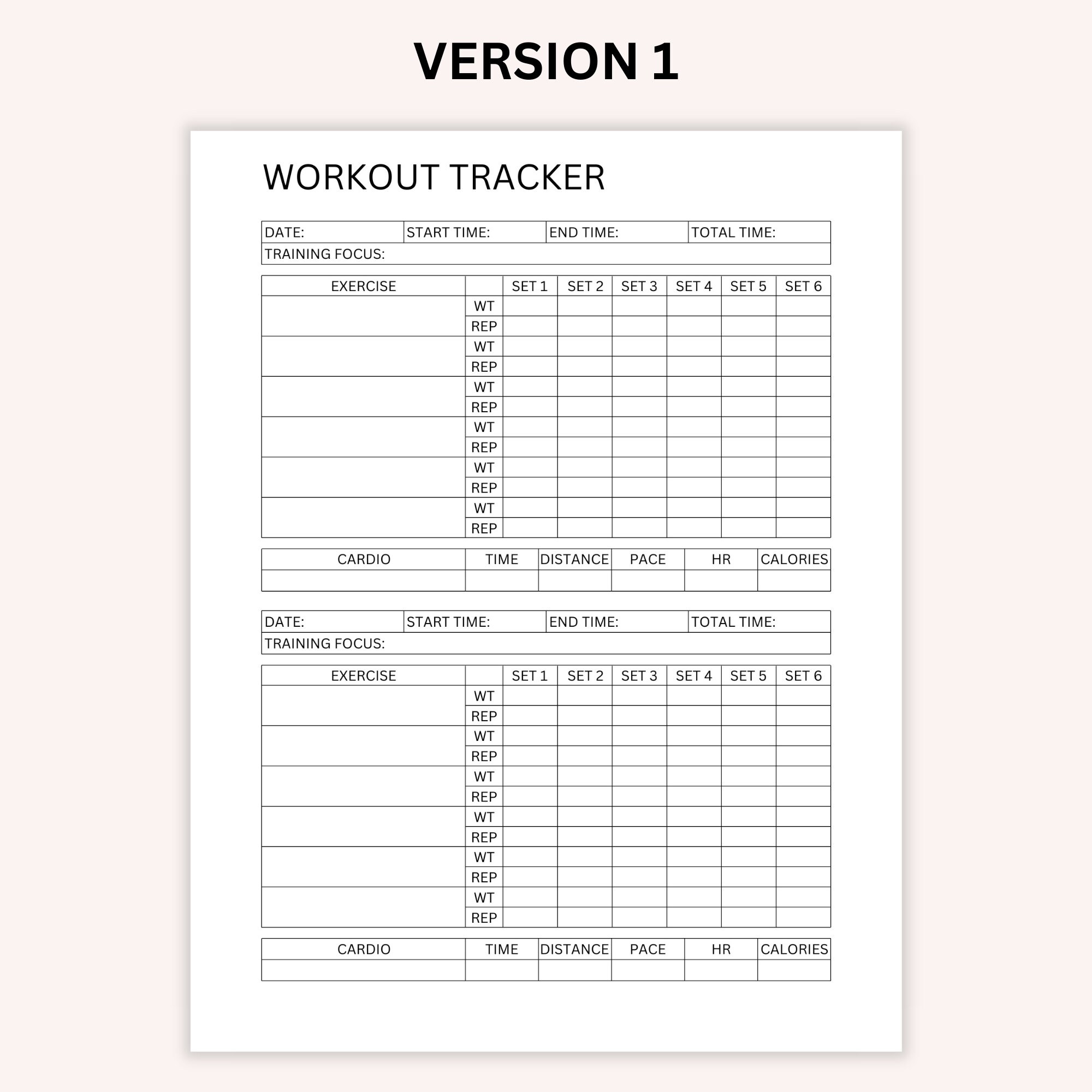 Printable Workout Tracker, Daily Workout Planner, Fitness Planner ...