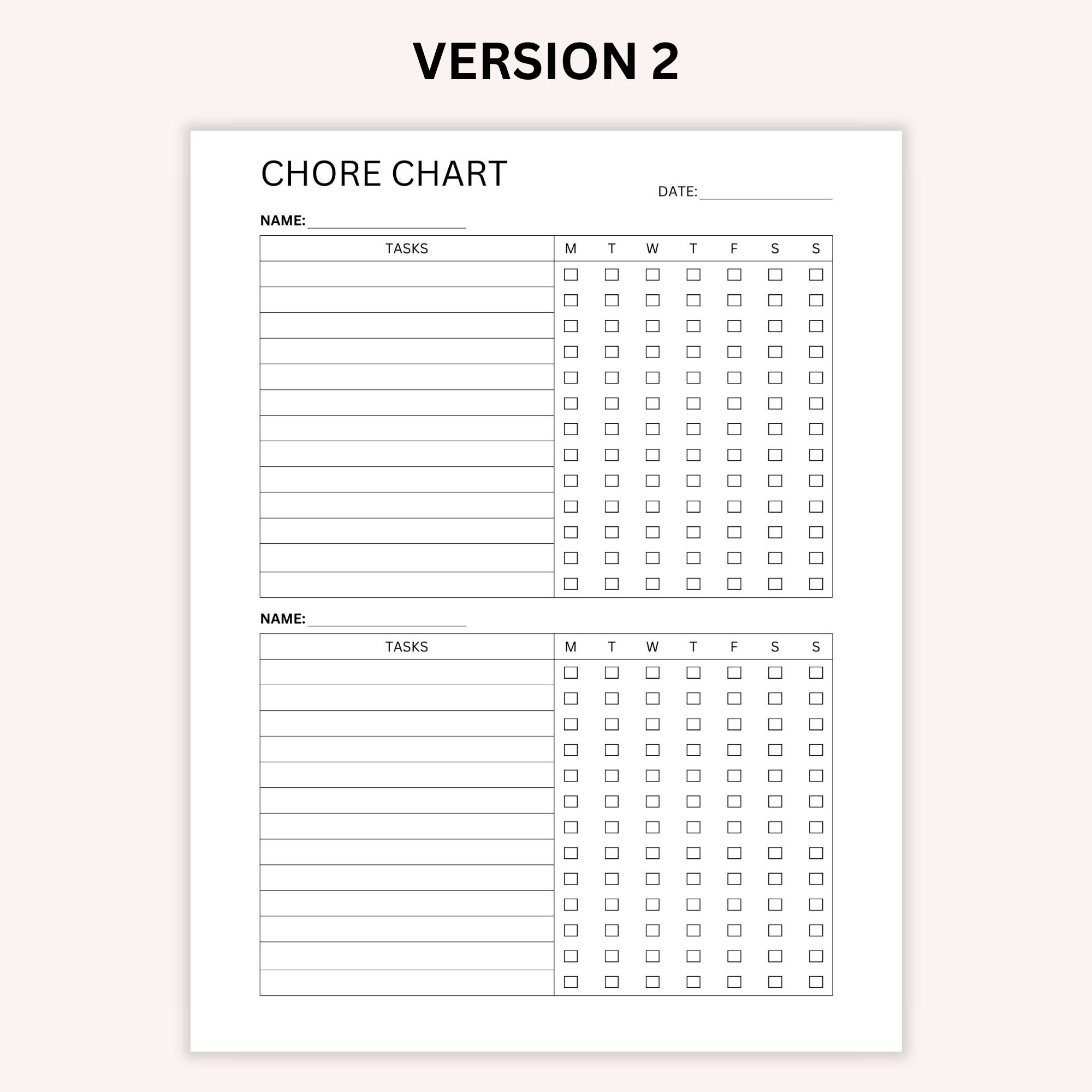 Printable Chore Chart, to Do List, Kids Routine Chart, Chore Checklist ...