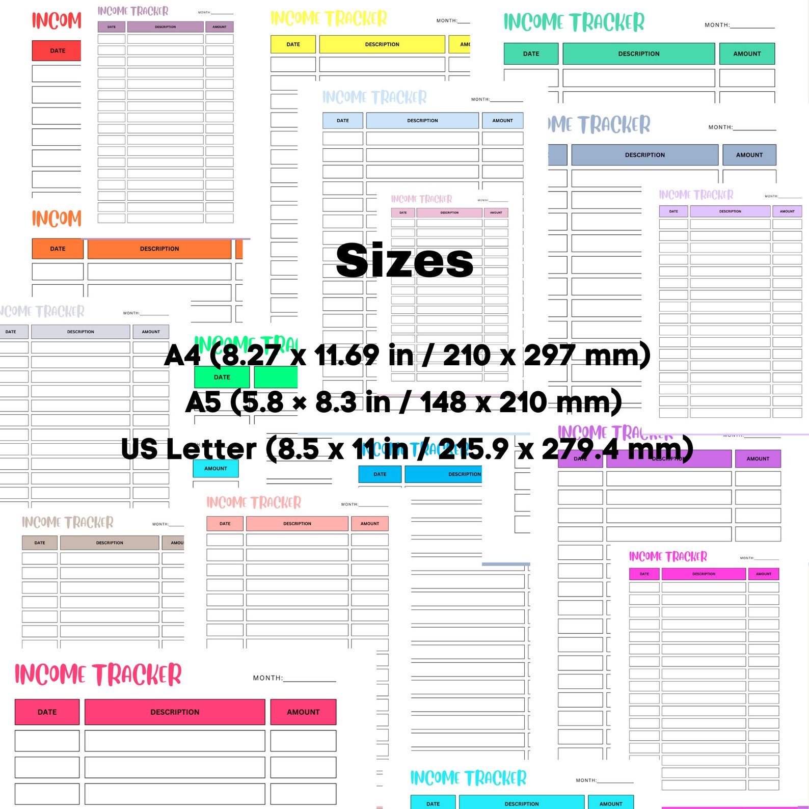 Printable Income Tracker, Monthly Budget Income Sheet, Finance Planer ...