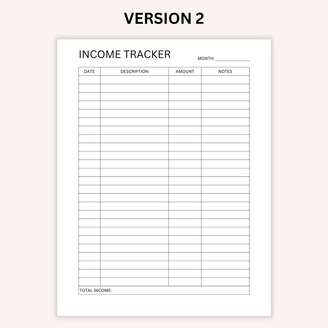 Printable Income Tracker, Money Tracker, Income Template, Income Log ...
