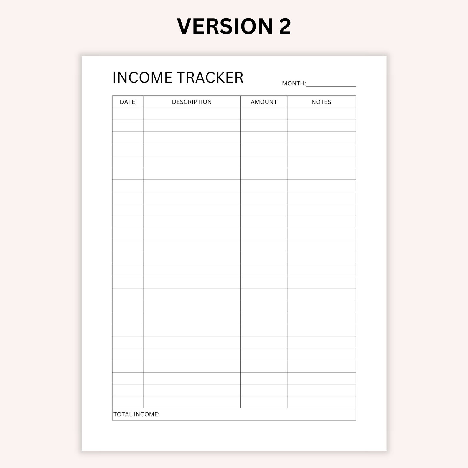 Printable Income Tracker, Money Tracker, Income Template, Income Log ...