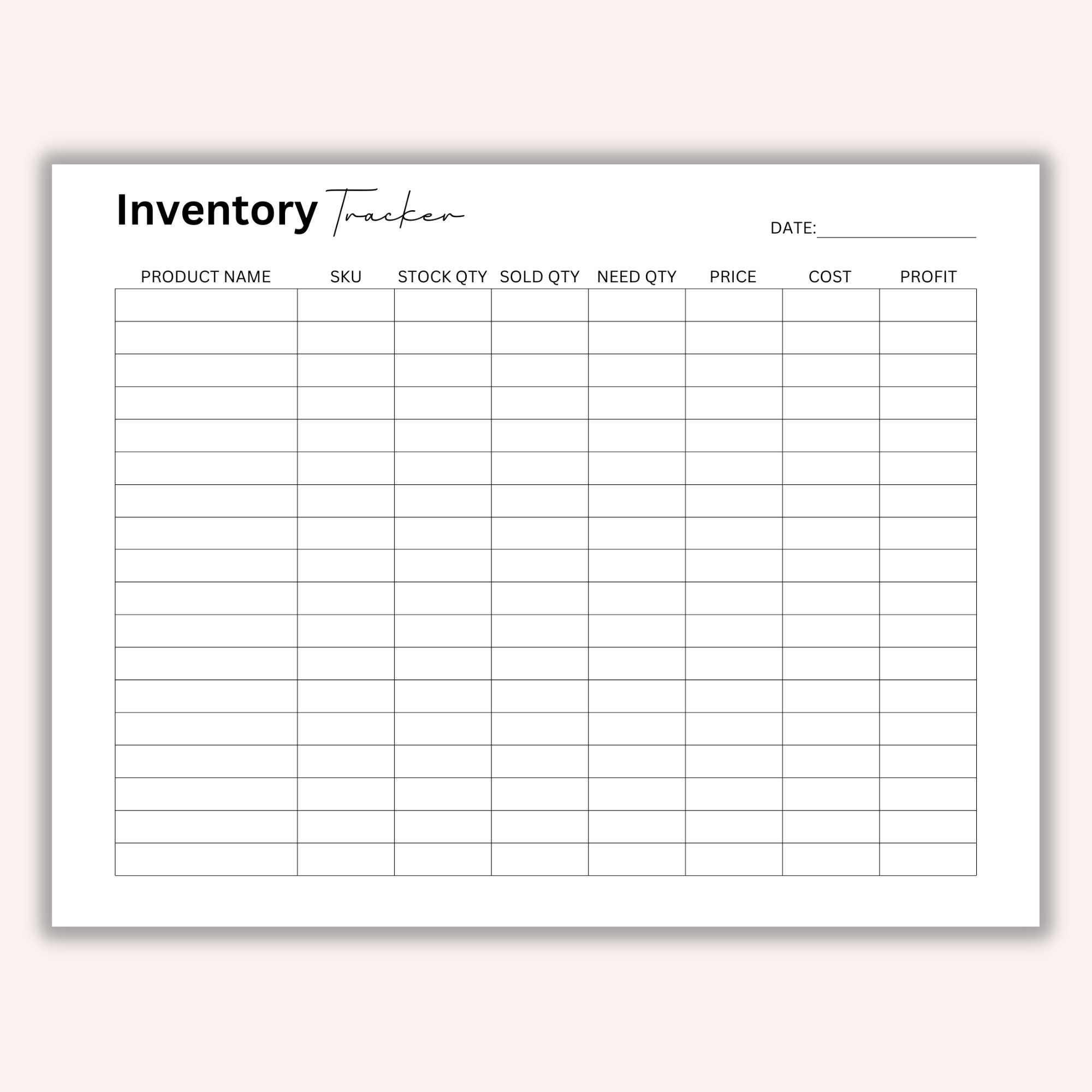 Printable Inventory Tracker, Inventory Log, Product Inventory ...