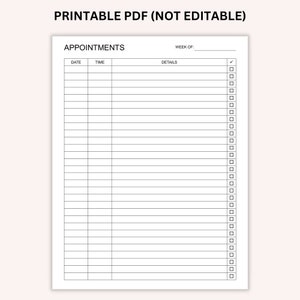 Editable Appointment Tracker, Printable Appointment Diary, Meeting ...