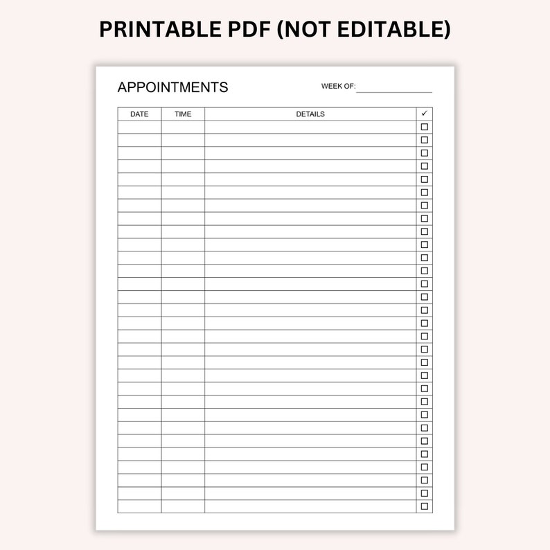 Editable Appointment Tracker, Printable Appointment Diary, Meeting ...