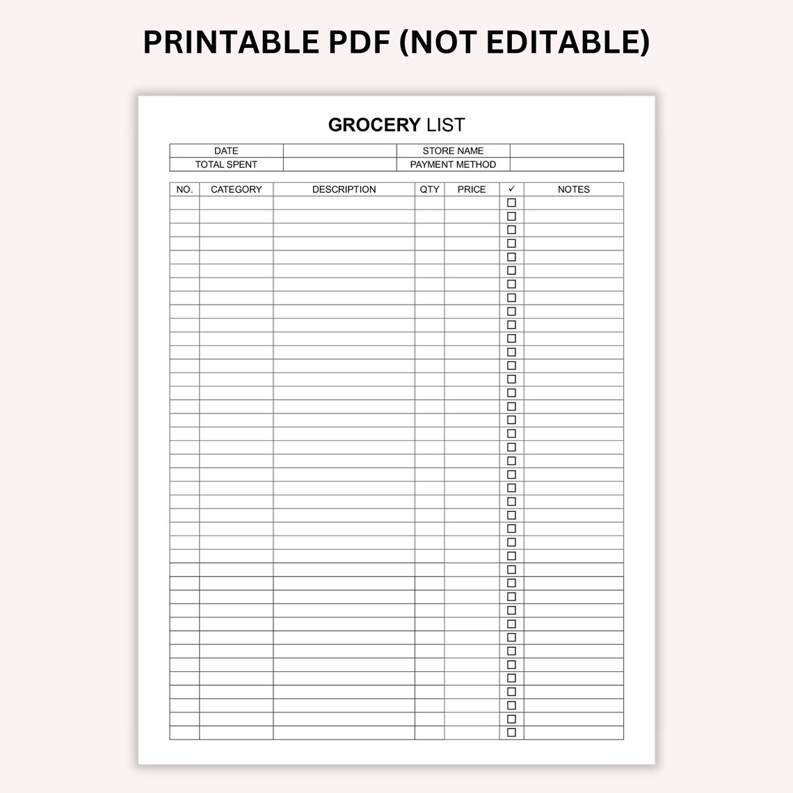 Editable Grocery List, Printable Grocery Planner, Food Shopping List ...