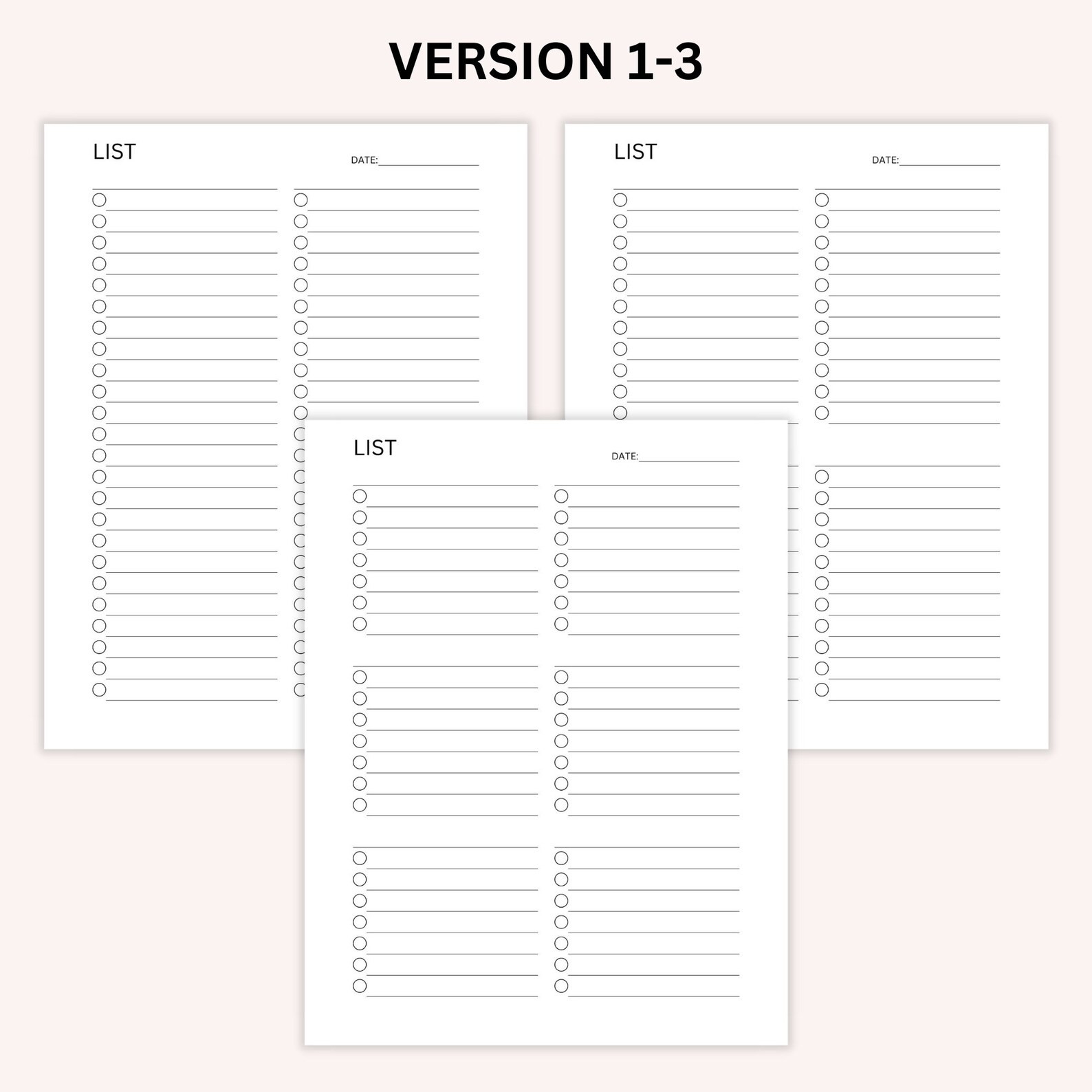 Printable Blank Checklist Template, to Do List, Daily Planner ...