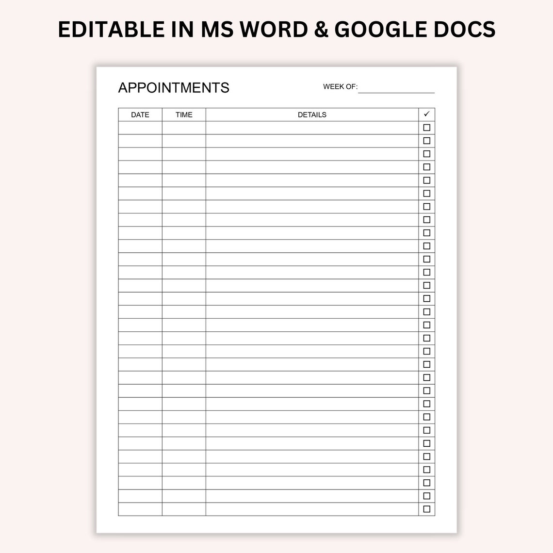 Editable Appointment Tracker, Printable Appointment Diary, Meeting ...