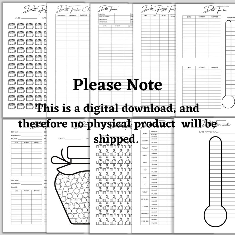 Printable Debt Tracker Bundle of 11, Debt Payment Tracker, Debt Payoff ...