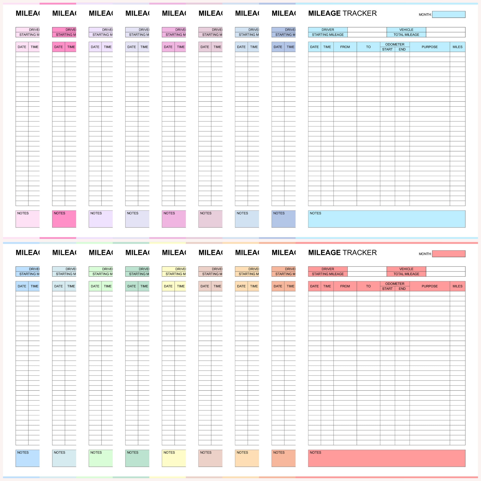 Editable Mileage Tracker, Printable Mileage Log, Work Mileage, Monthly ...