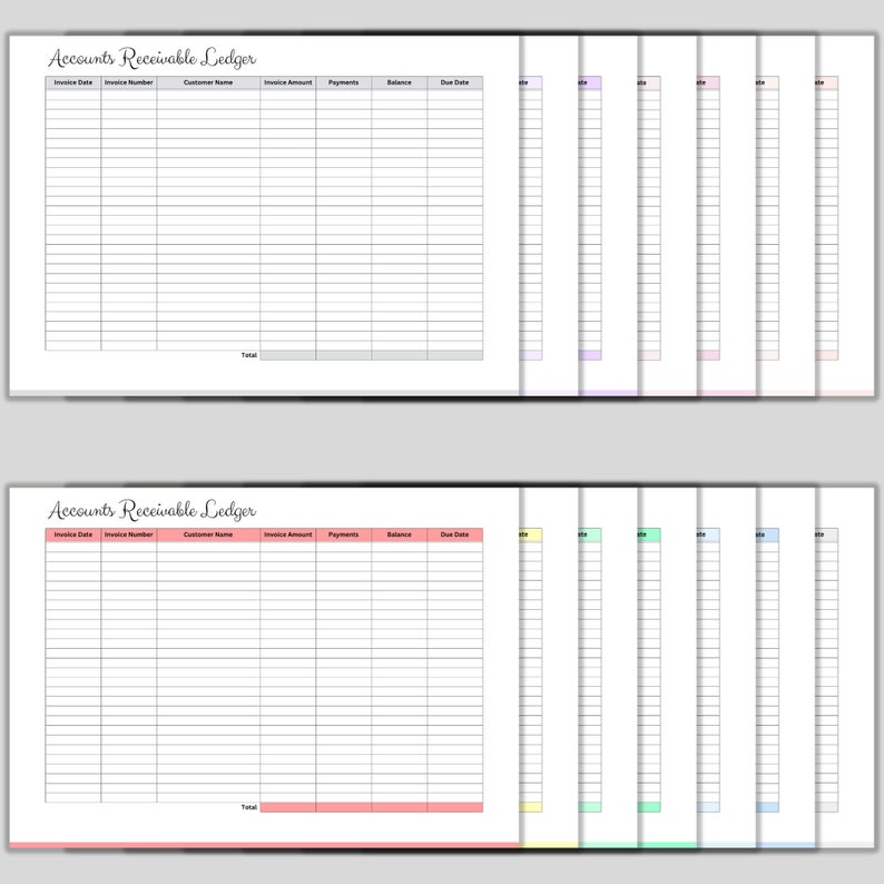 Printable Accounts Receivable Ledger, Small Business Template ...
