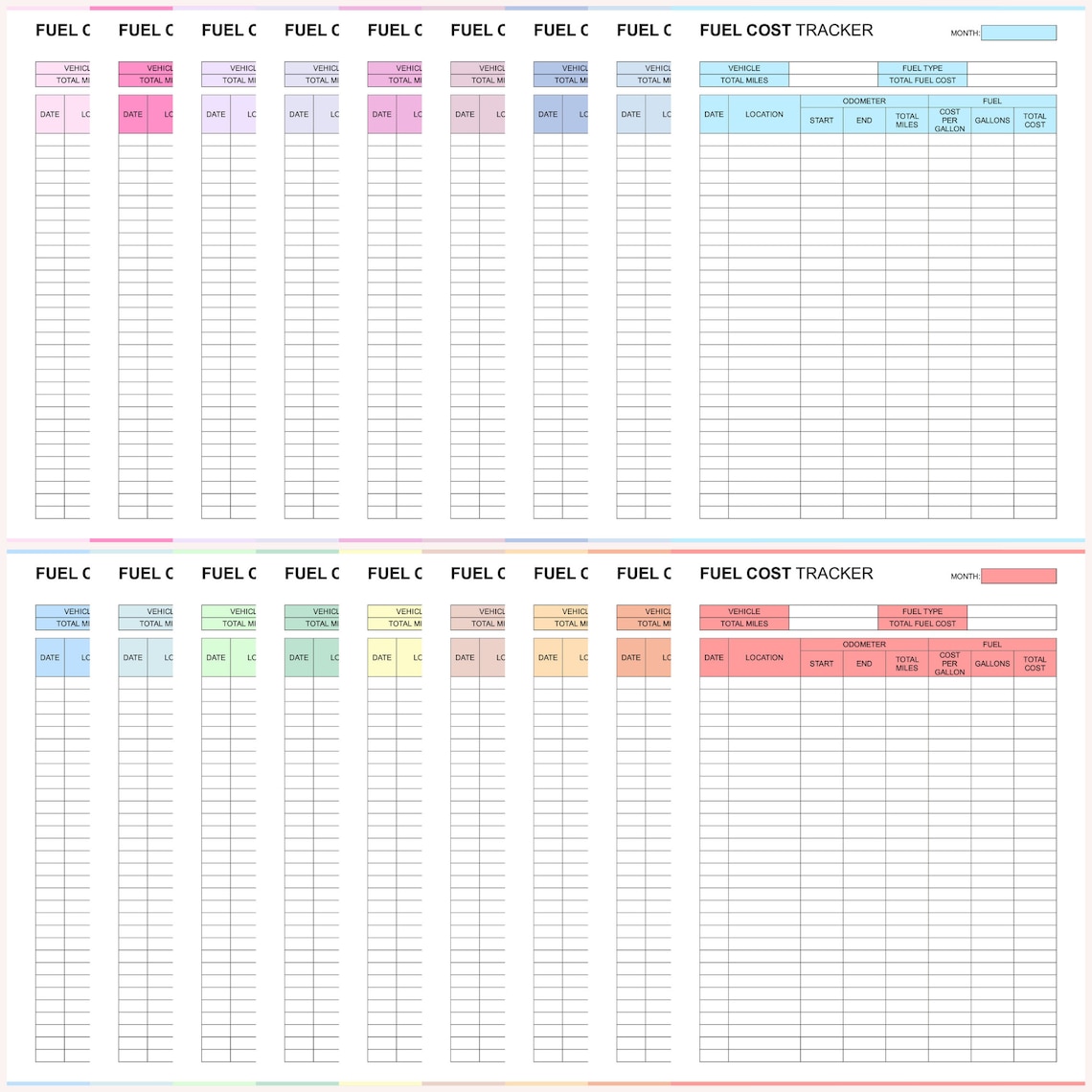 Editable Fuel Cost Tracker, Printable Gas Price Log, Fuel Expense ...