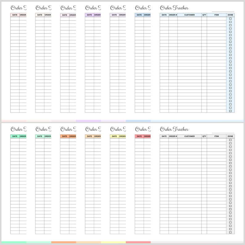 Printable Order Tracker, Order Log, Small Business Template, Financial ...