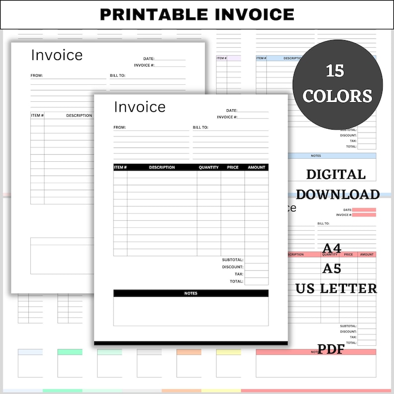 Printable Invoice, Small Business Template, Invoice Template, Payment ...