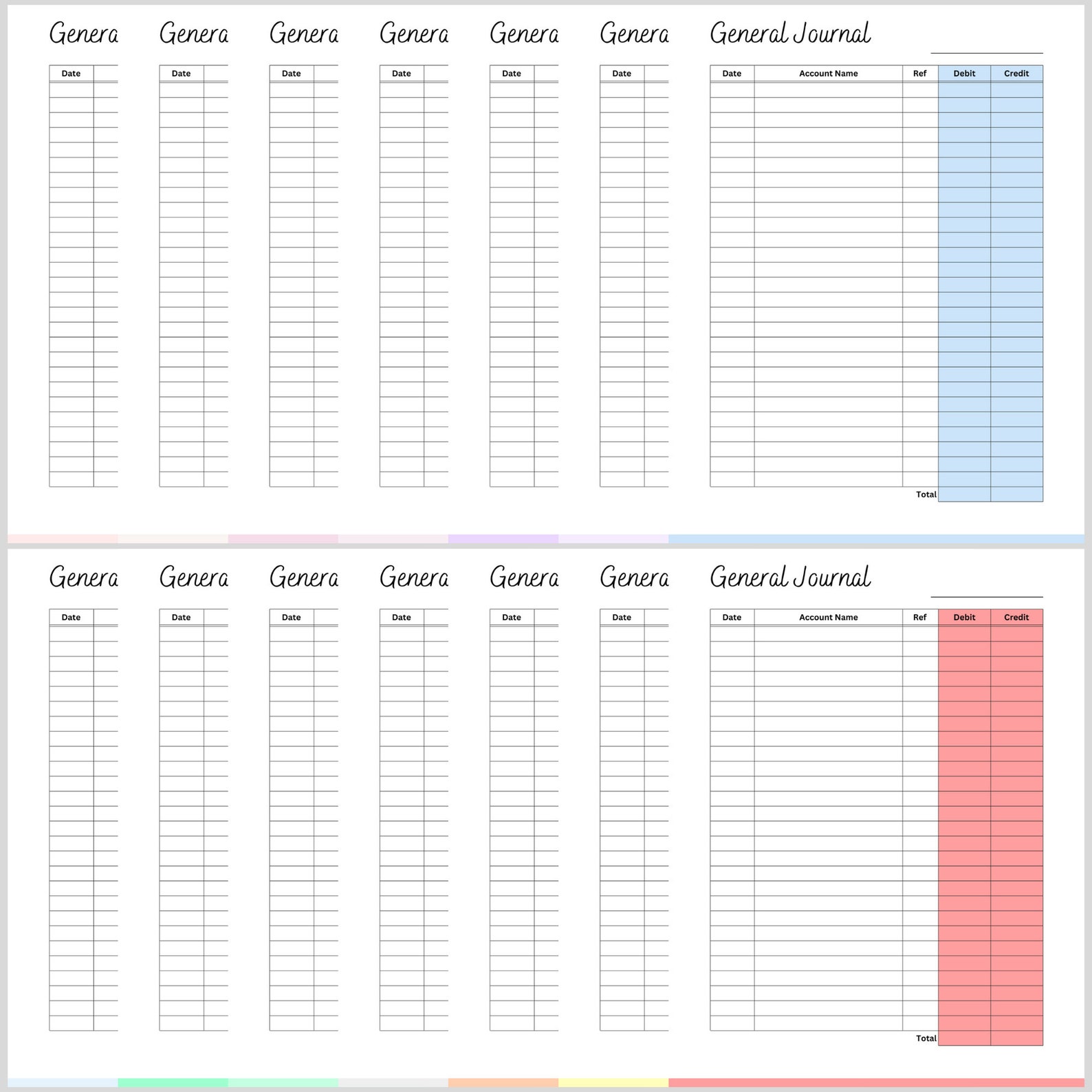Printable General Journal, Accounting Ledger for Small Business, Log ...