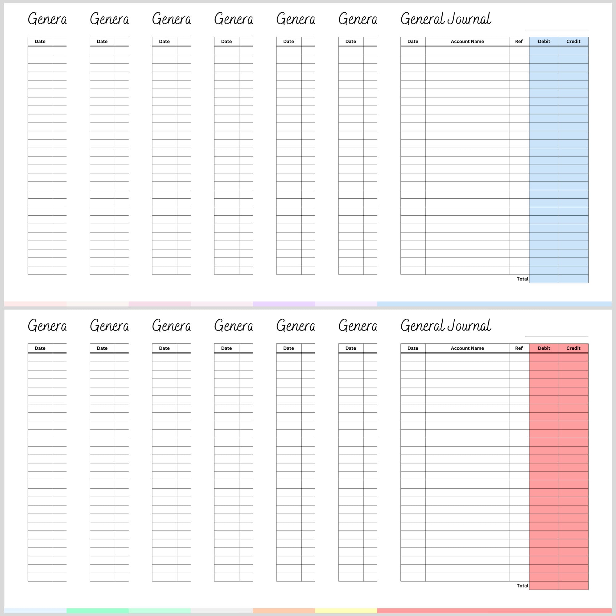 Printable General Journal, Accounting Ledger for Small Business, Log ...