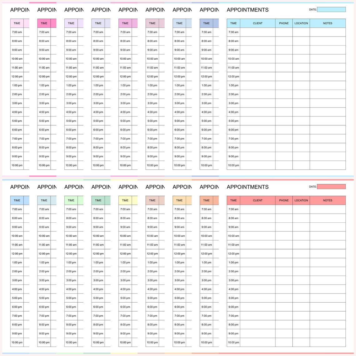 Editable Appointment Tracker, Printable Daily Appointment Log, Client ...