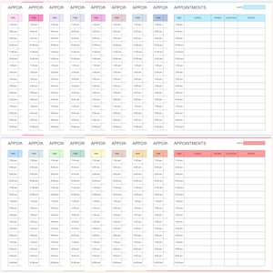 Editable Appointment Tracker, Printable Daily Appointment Log, Client ...