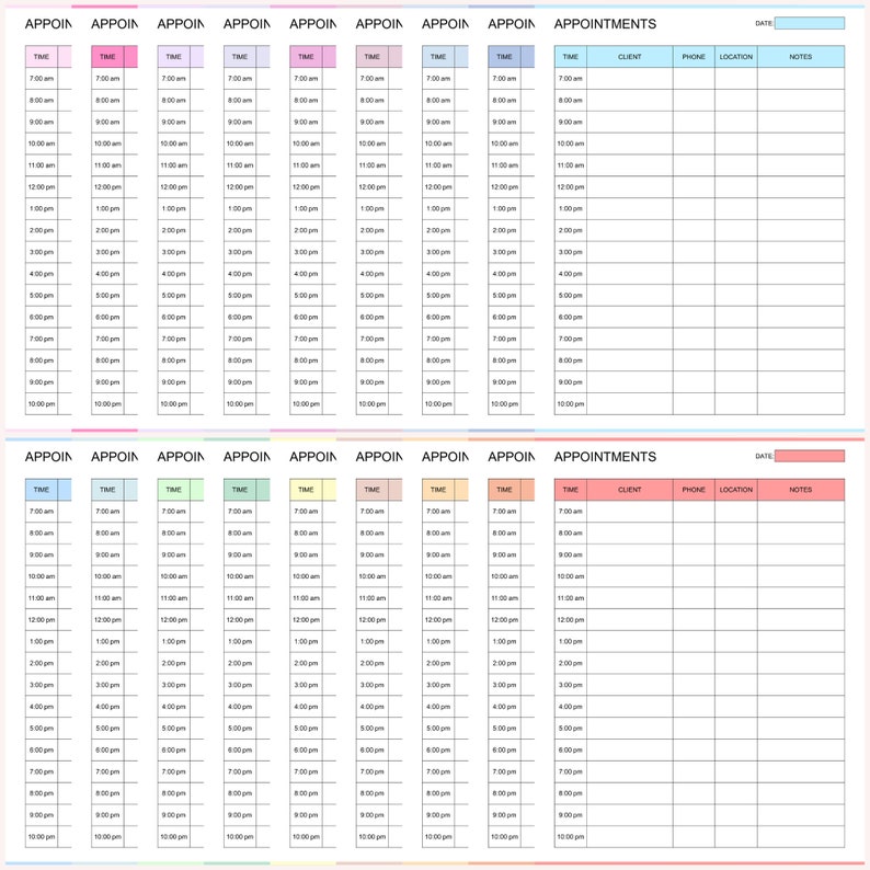Editable Appointment Tracker, Printable Daily Appointment Log, Client ...