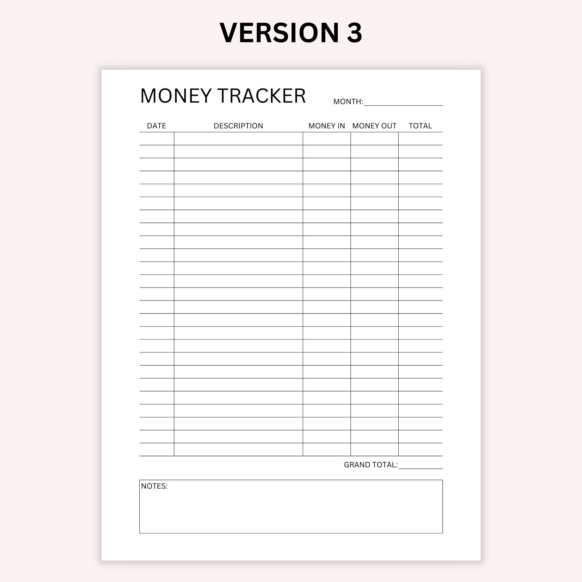 Printable Money Tracker, Expense Tracker, Savings Tracker, Money in ...