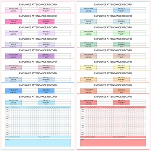 Editable Employee Attendance Record, Printable Absence Tracker ...