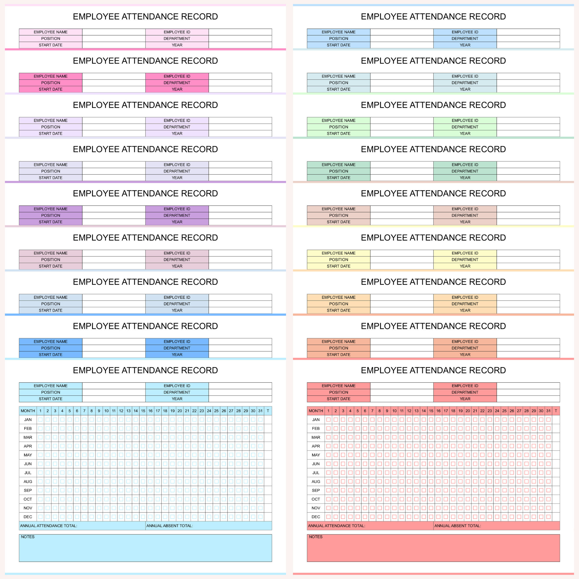 Editable Employee Attendance Record, Printable Absence Tracker ...