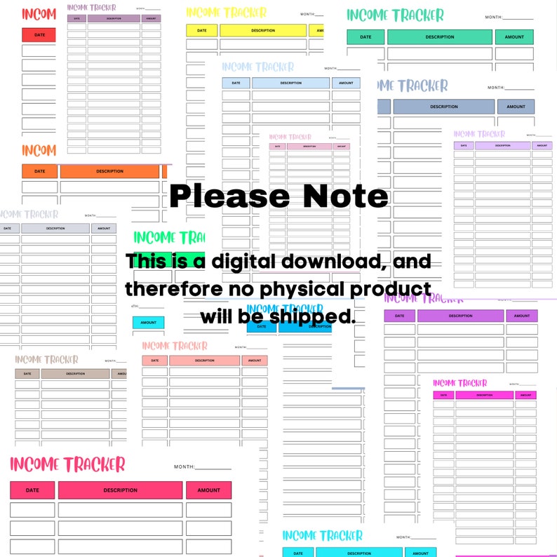 Printable Income Tracker, Monthly Budget Income Sheet, Finance Planer ...