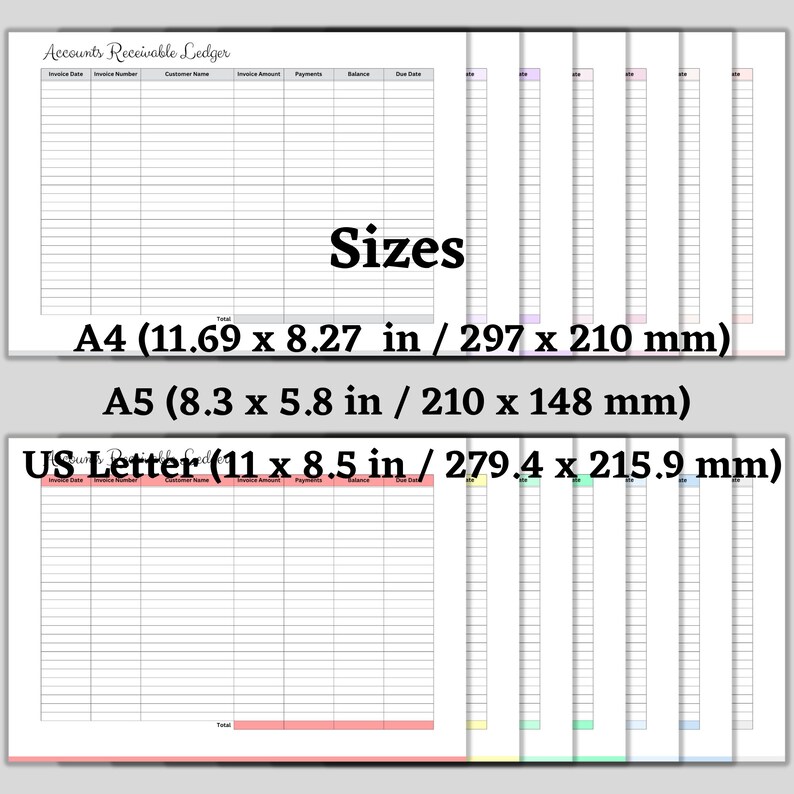 Printable Accounts Receivable Ledger, Small Business Template ...
