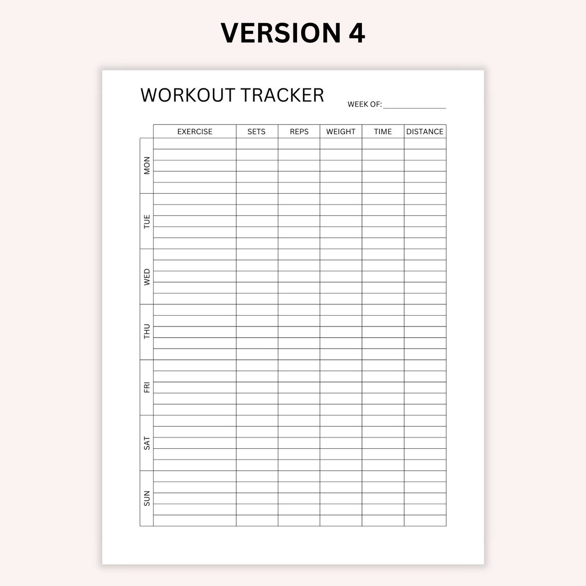 Printable Workout Tracker, Daily Workout Planner, Fitness Planner ...
