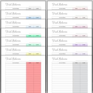 Printable Trial Balance, Accounting Sheet, Small Business Template ...