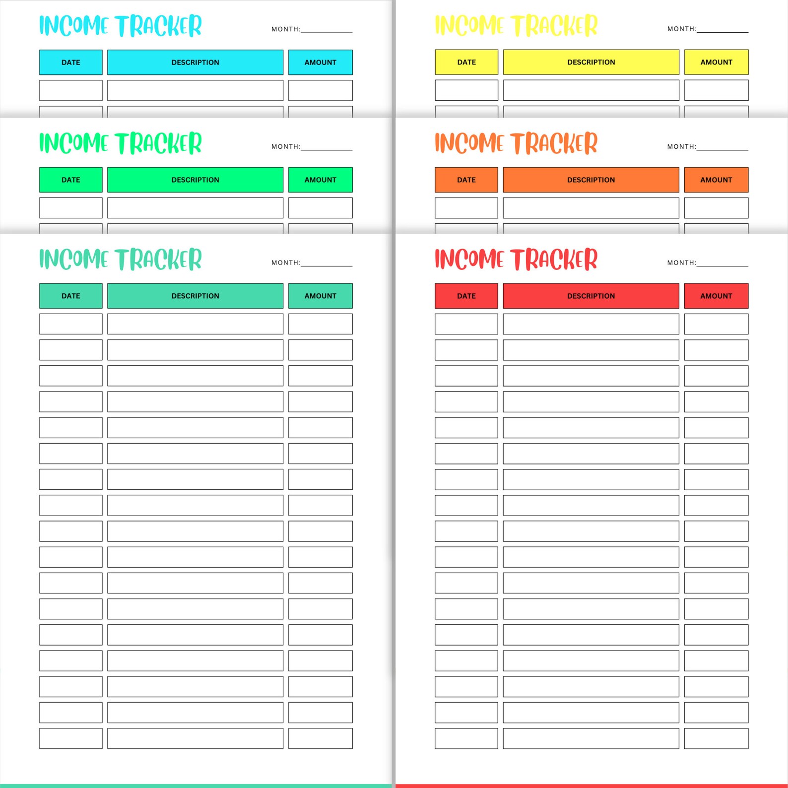 Printable Income Tracker, Monthly Budget Income Sheet, Finance Planer ...