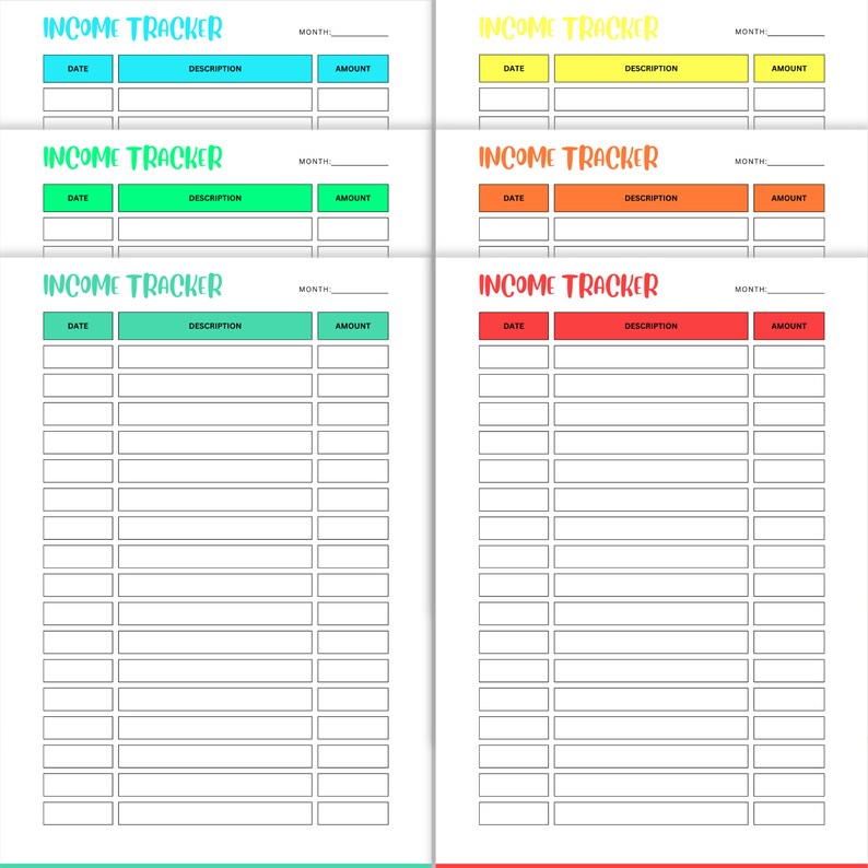 Printable Income Tracker, Monthly Budget Income Sheet, Finance Planer ...