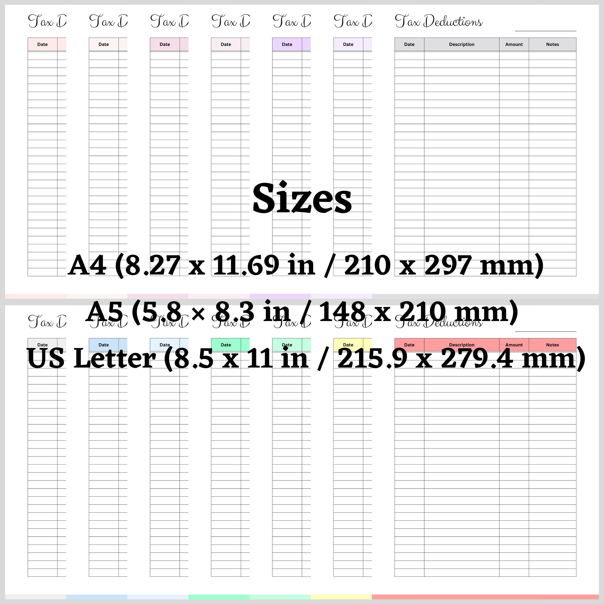 Printable Tax Deduction Tracker, Tax Organizer, Small Business Template ...
