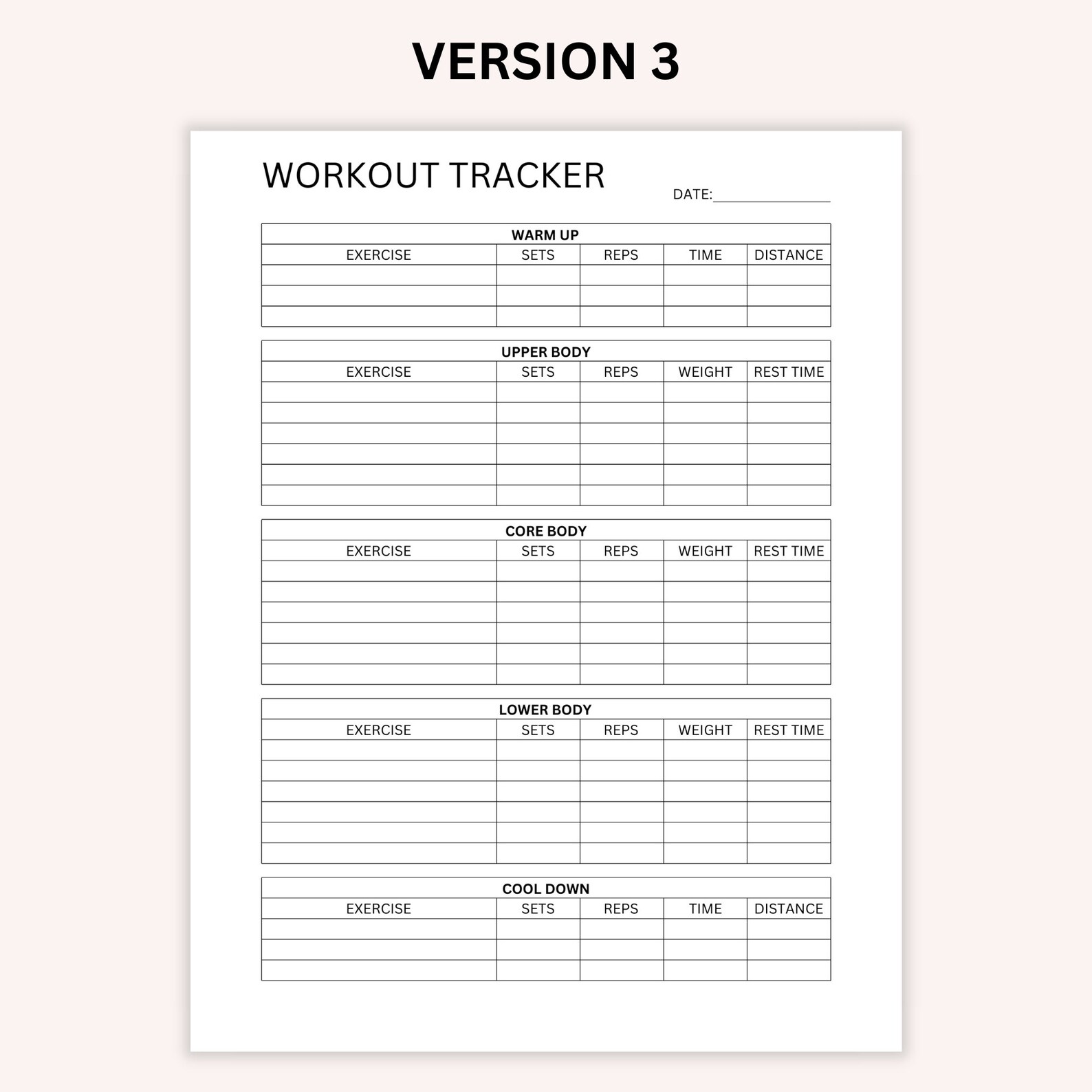 Printable Workout Tracker, Daily Workout Planner, Fitness Planner ...
