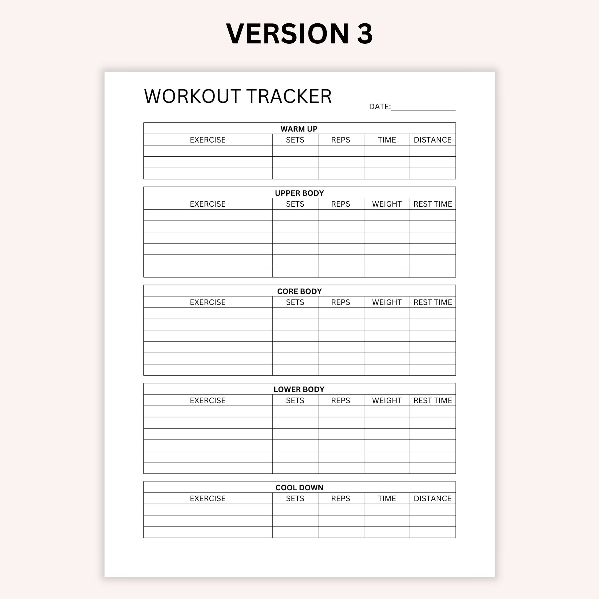 Printable Workout Tracker, Daily Workout Planner, Fitness Planner ...
