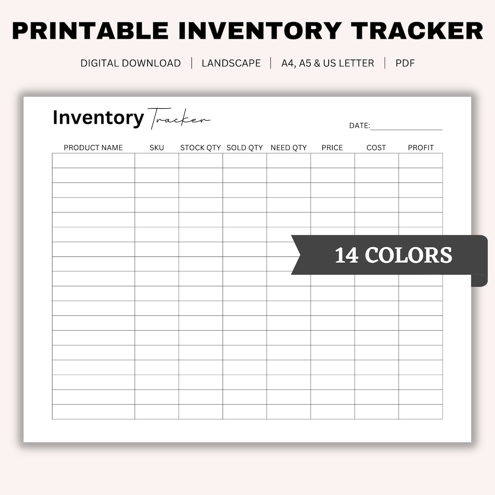 Printable Inventory Tracker, Inventory Log, Product Inventory ...