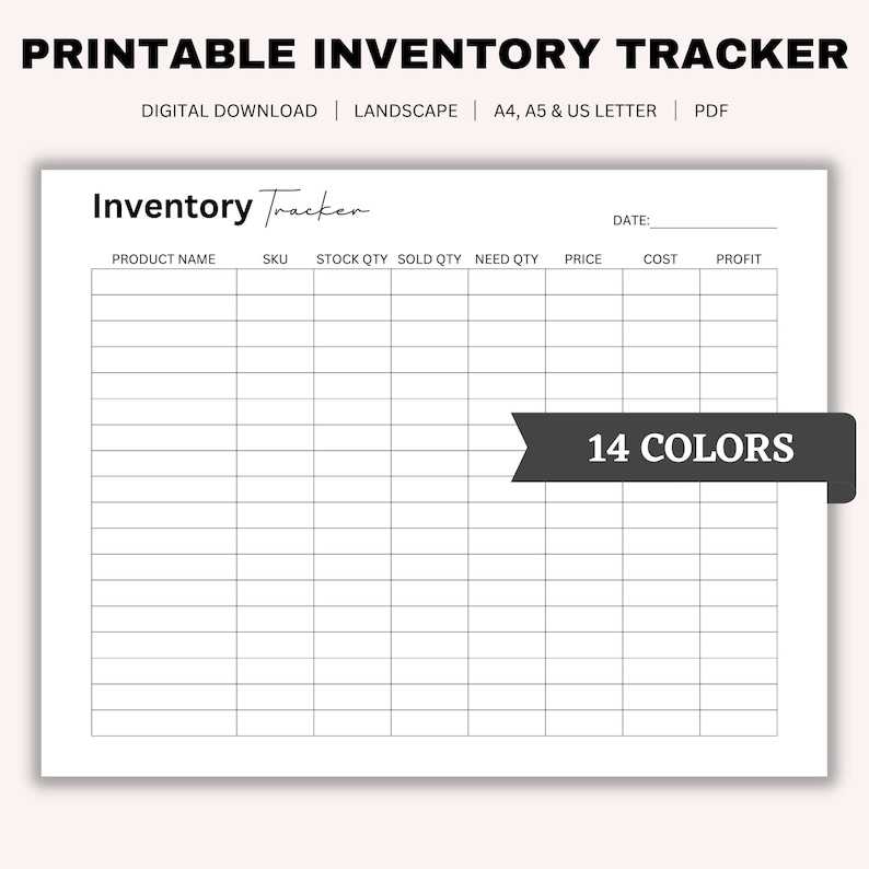 Printable Inventory Tracker, Inventory Log, Product Inventory ...
