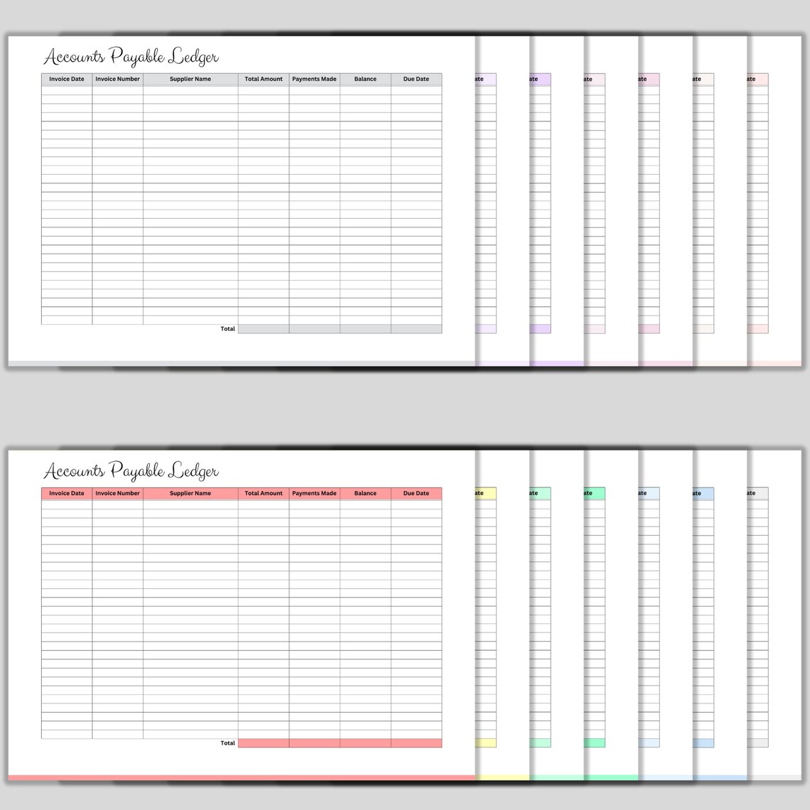 Printable Accounts Payable Ledger, Small Business Template, Bookkeeping ...