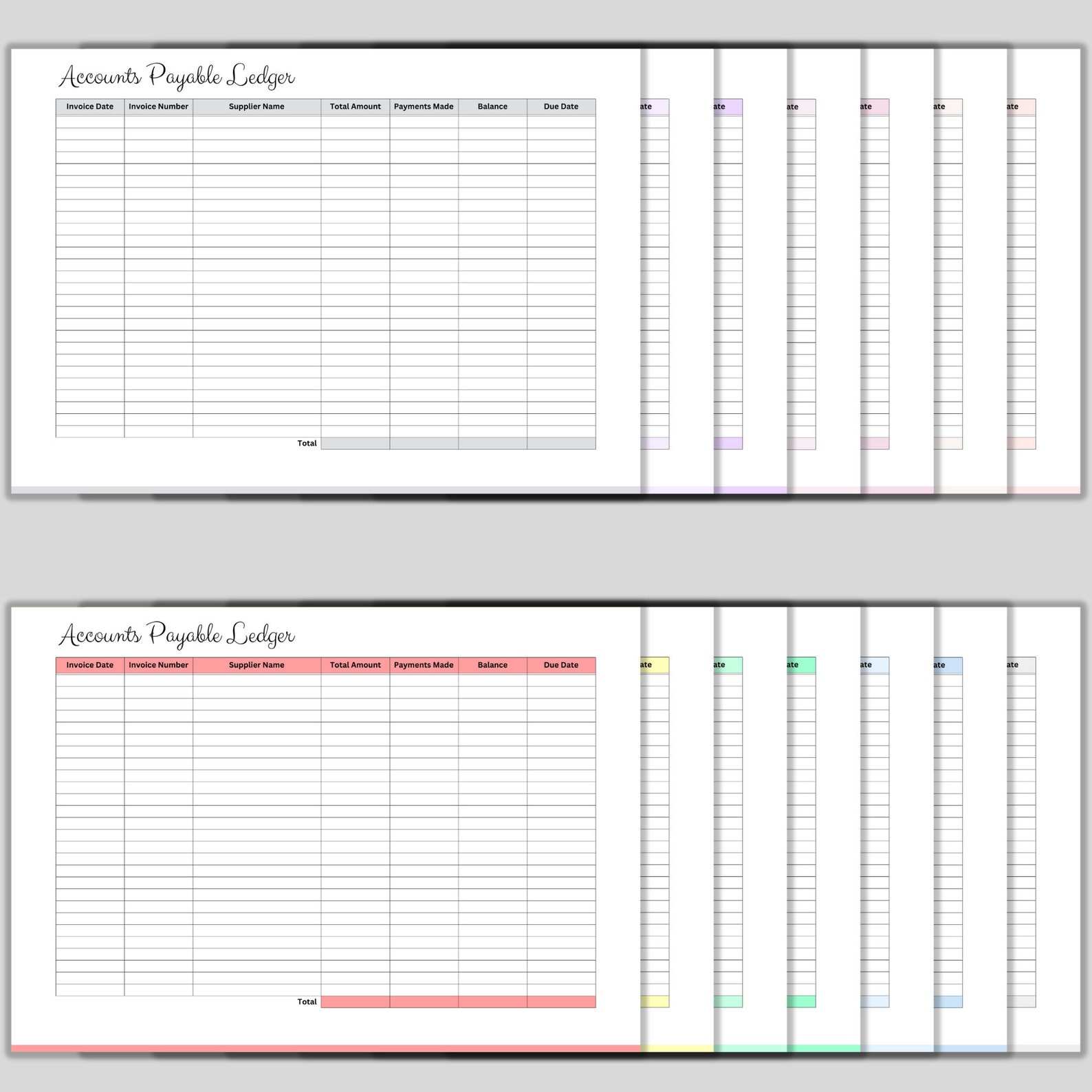 Printable Accounts Payable Ledger, Small Business Template, Bookkeeping ...