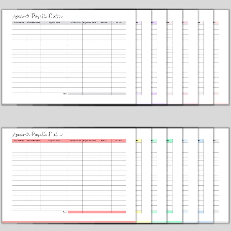 Printable Accounts Payable Ledger, Small Business Template, Bookkeeping ...