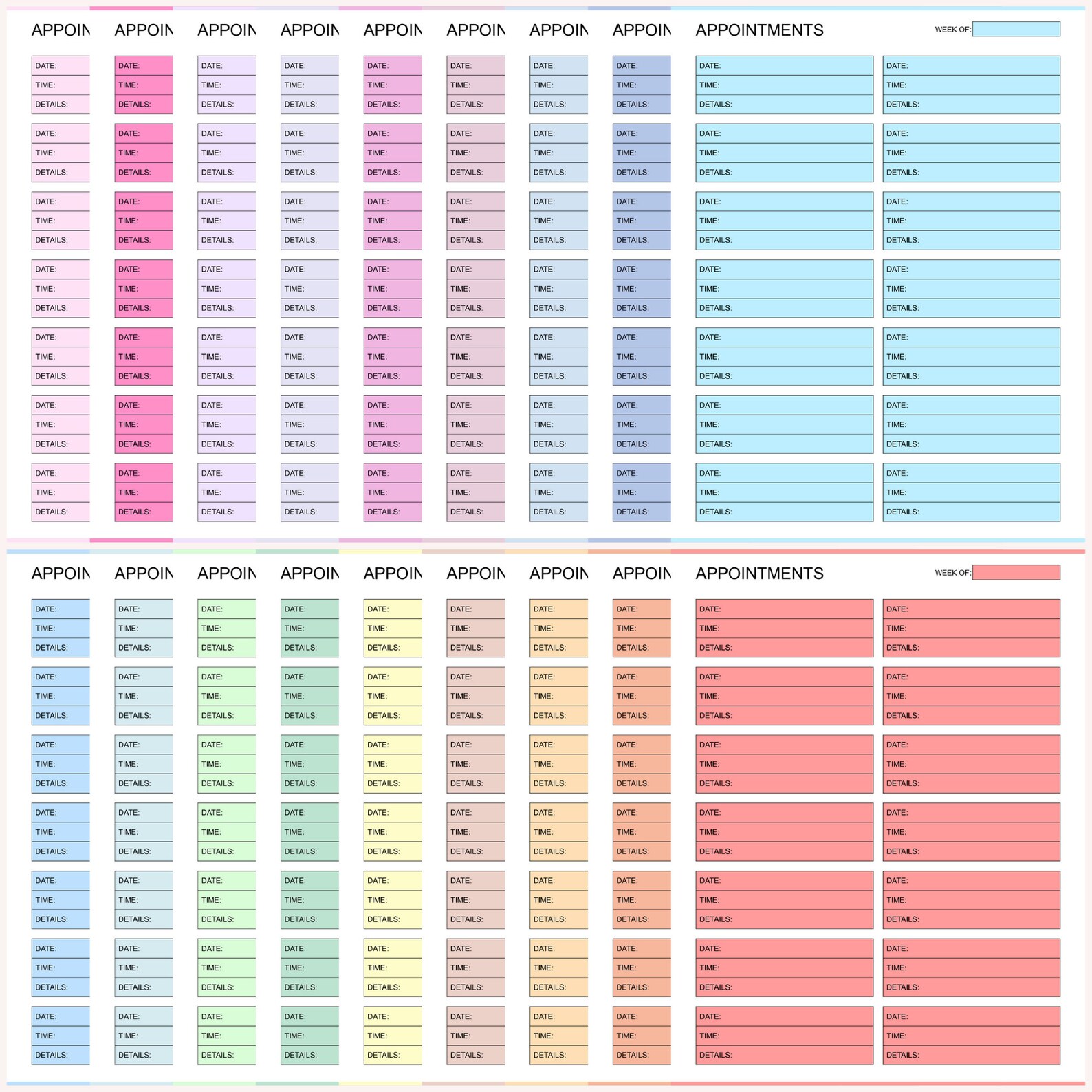 Editable Appointment Tracker, Printable Appointment Schedule, Client ...