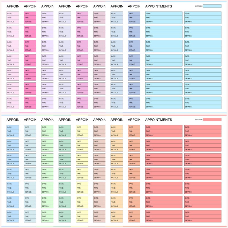 Editable Appointment Tracker, Printable Appointment Schedule, Client ...