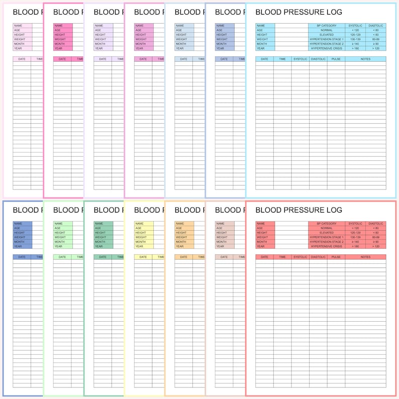 Blood Pressure Log Editable Printable, Daily Blood Pressure Monitoring ...