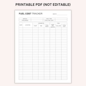 Editable Fuel Cost Tracker, Printable Gas Price Log, Fuel Expense ...