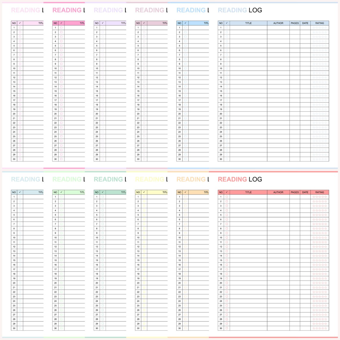 Editable Reading Log, Printable Book Log, Reading Checklist, Books to ...