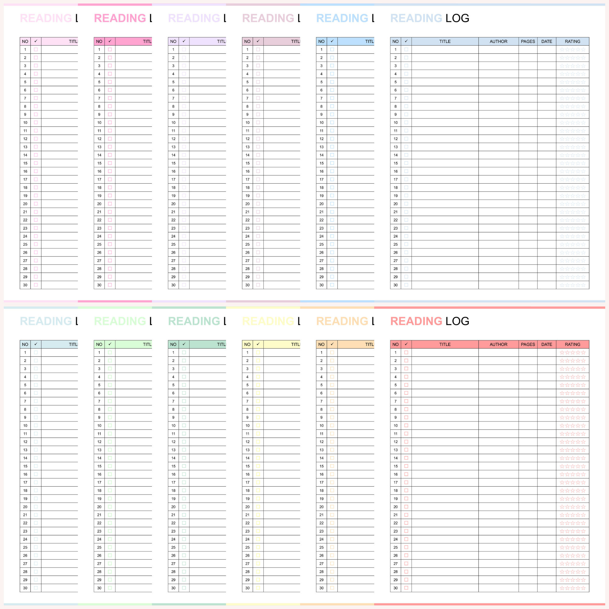 Editable Reading Log, Printable Book Log, Reading Checklist, Books to ...