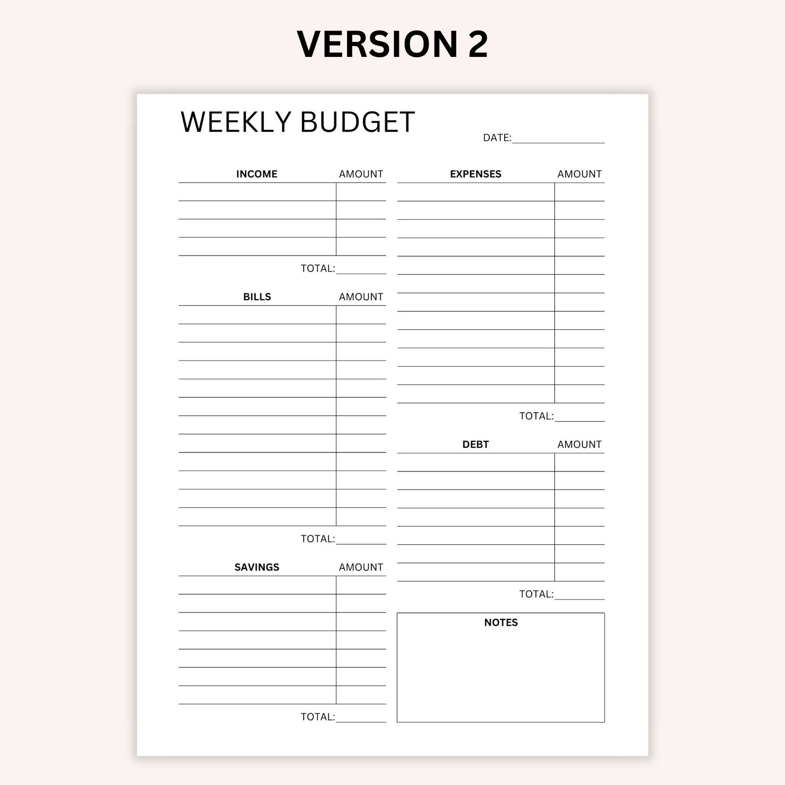 Printable Weekly Budget, Paycheck Tracker, Bi-weekly Budget Planner ...
