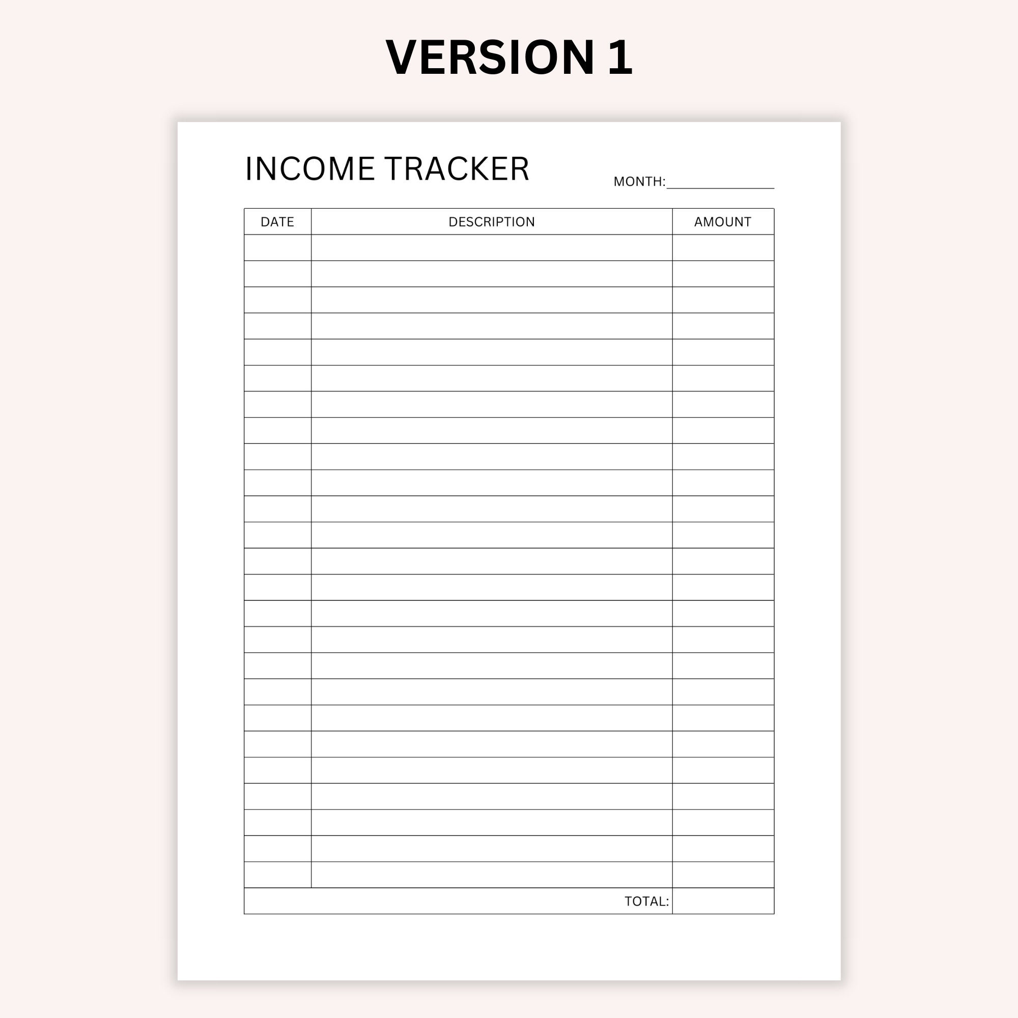 Printable Income Tracker, Money Tracker, Income Template, Income Log ...