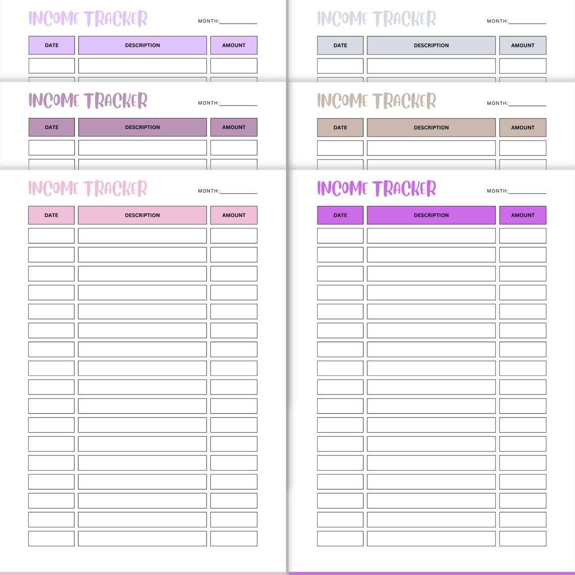 Printable Income Tracker, Monthly Budget Income Sheet, Finance Planer ...