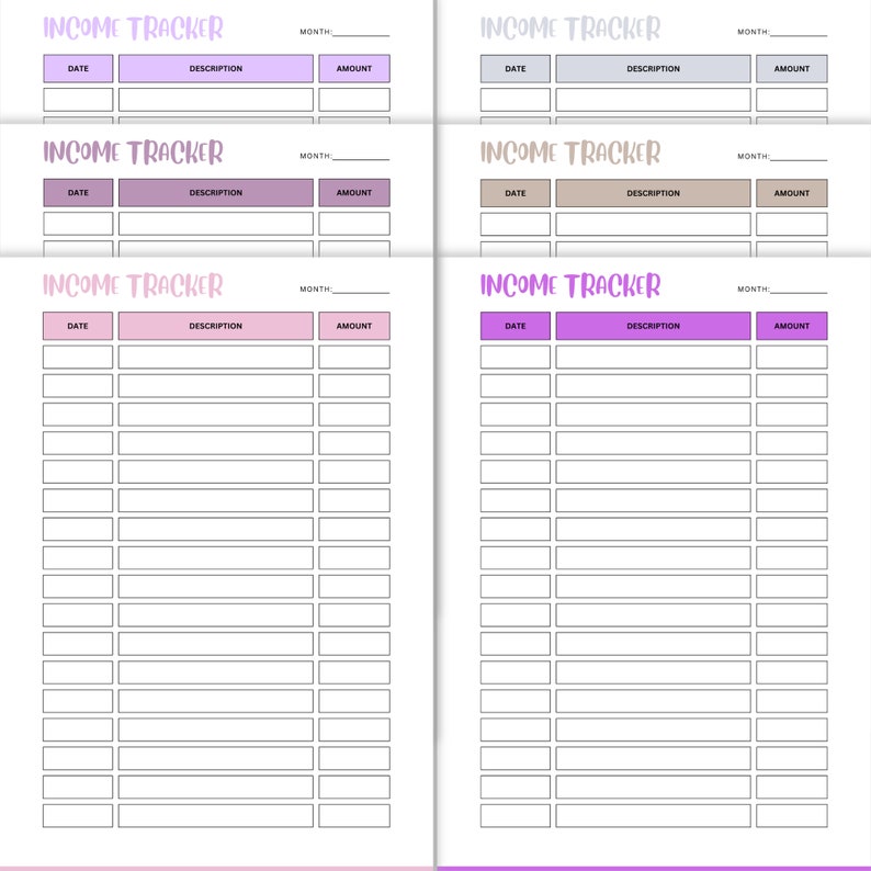 Printable Income Tracker, Monthly Budget Income Sheet, Finance Planer ...